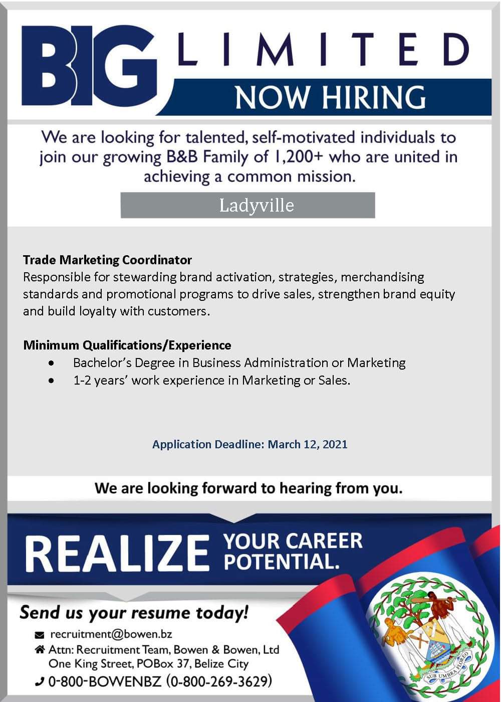 Job Vacancy Trade Marketing Coordinator At Bowen And Bowen Ltd 