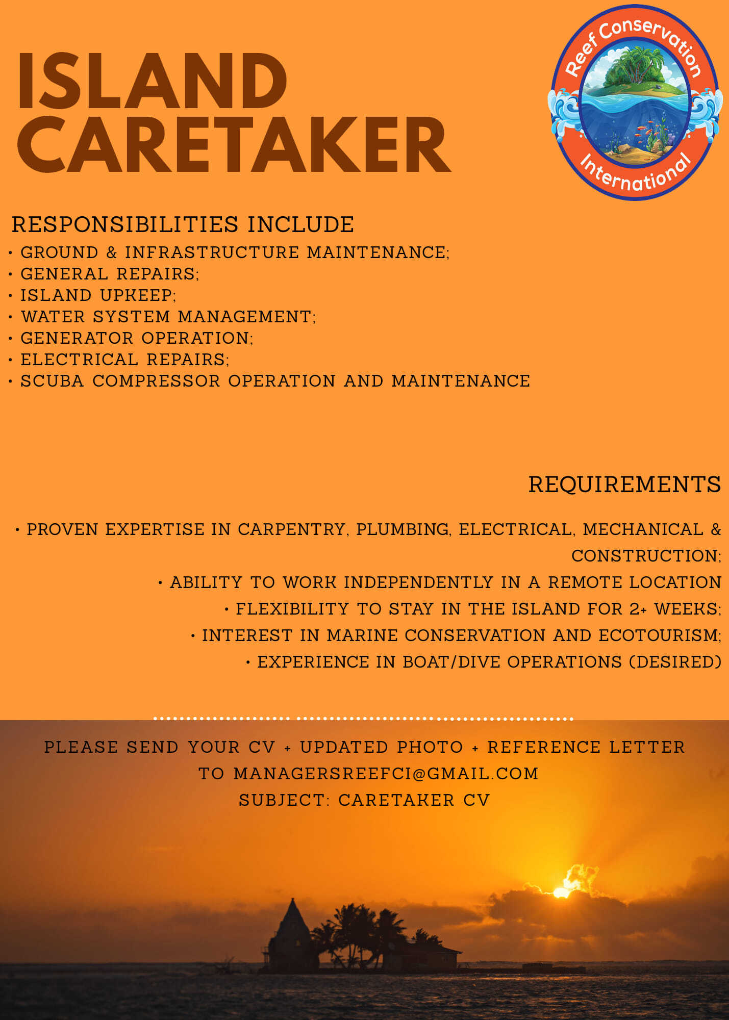 Job Vacancy Caretaker At Tom Owens Caye Construction s 